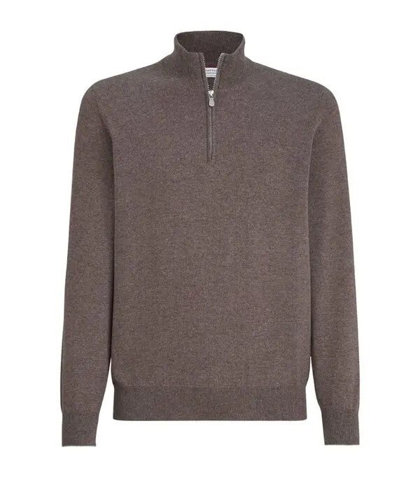 Brunello Cucinelli Cashmere Half-zip Sweater - Brown