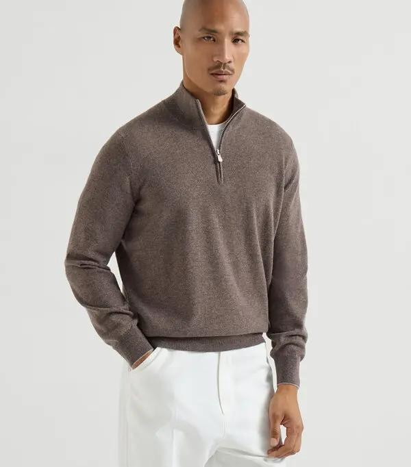 Brunello Cucinelli Cashmere Half-zip Sweater - Brown