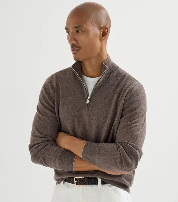 Brunello Cucinelli Cashmere Half-zip Sweater - Brown