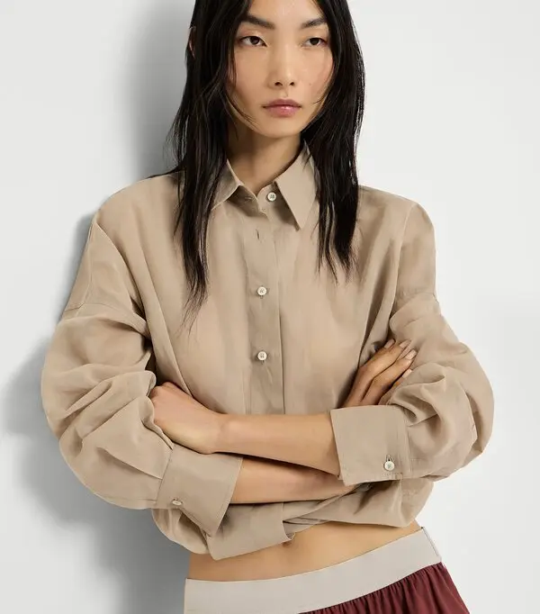 Brunello Cucinelli Cotton Organza Shirt - Brown