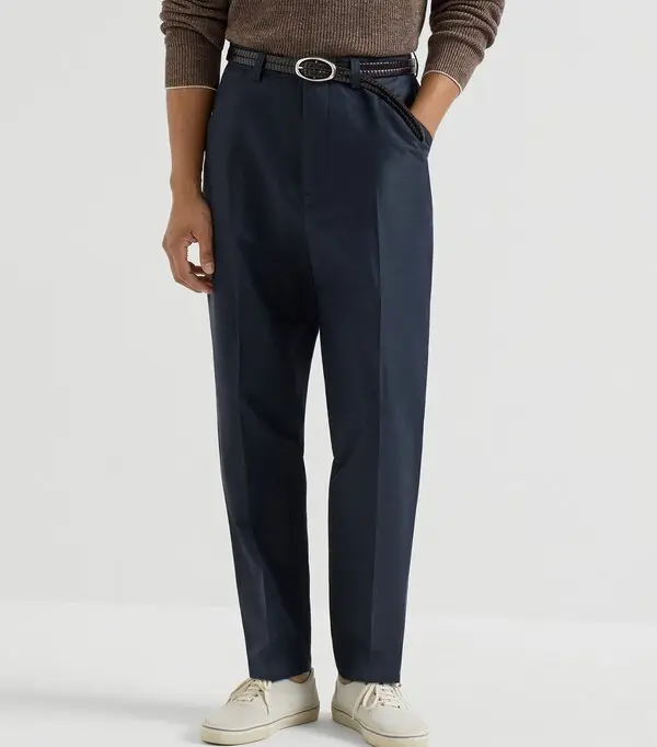 Brunello Cucinelli Cotton-linen Panama Trousers - Blue