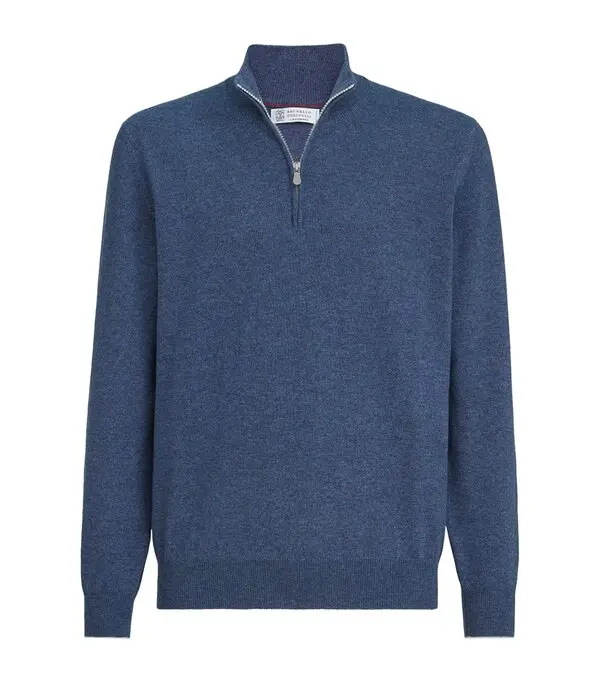Brunello Cucinelli Cashmere Half-zip Sweater - Blue