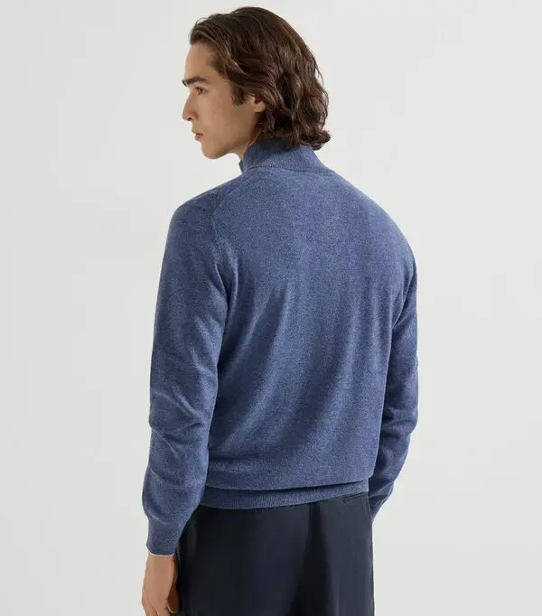 Brunello Cucinelli Cashmere Half-zip Sweater - Blue