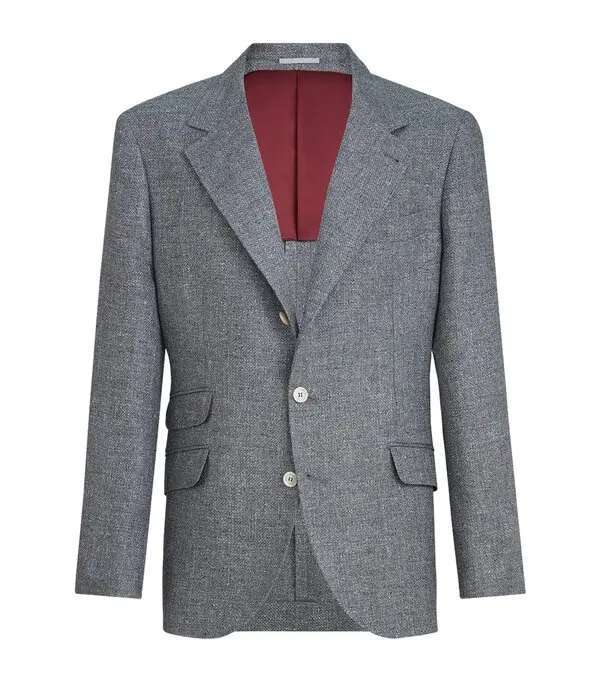 Brunello Cucinelli Silk-linen-wool Blazer - Grey