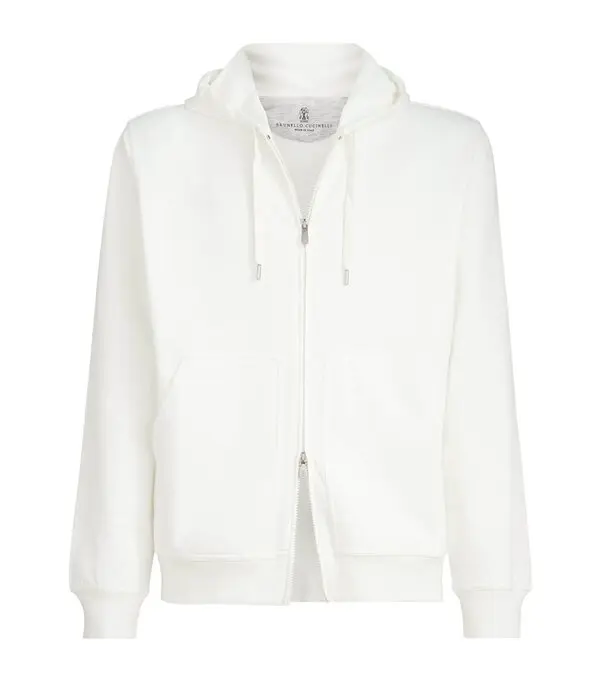 Brunello Cucinelli Cotton-blend Zip-up Hoodie - White