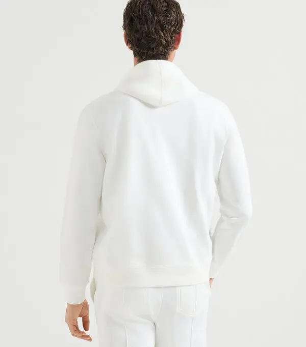 Brunello Cucinelli Cotton-blend Zip-up Hoodie - White
