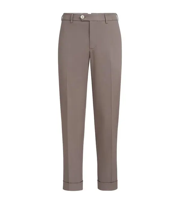 Brunello Cucinelli Stretch-cotton Comfort Gabardine Italian Trousers - Brown