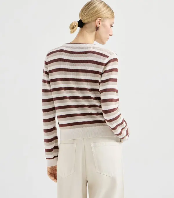 Brunello Cucinelli Cotton Stripe Sweater - White