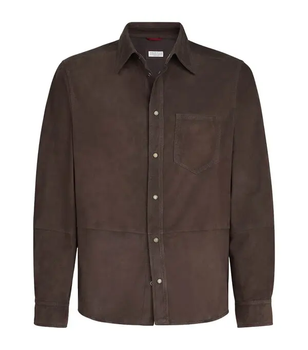 Brunello Cucinelli Suede Shirt - Brown