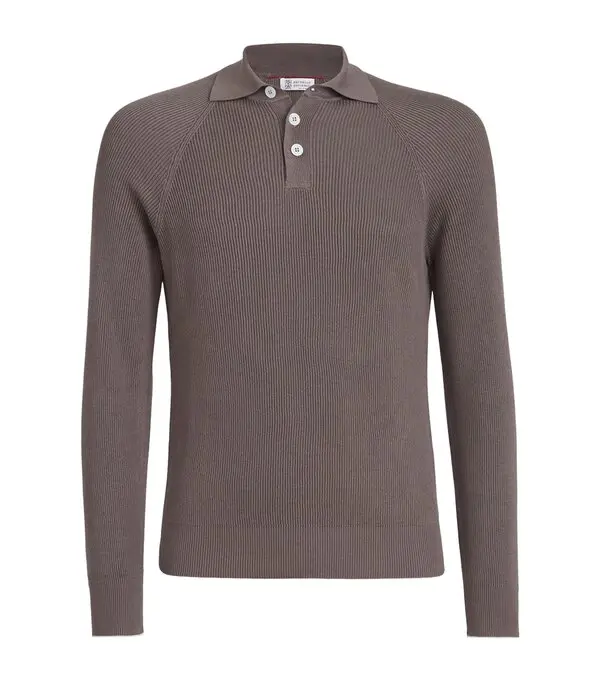 Brunello Cucinelli Cotton Polo Sweater - Brown