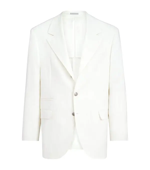 Brunello Cucinelli Linen-wool Single-breasted Blazer - White