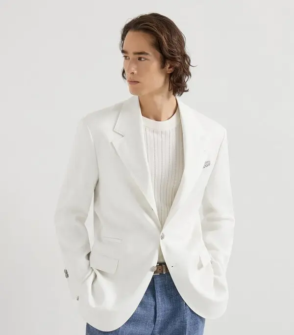 Brunello Cucinelli Linen-wool Single-breasted Blazer - White