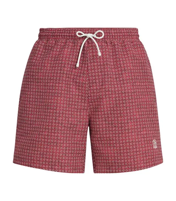 Brunello Cucinelli Embroidered Swim Shorts - Red
