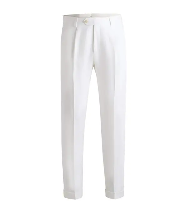 BOSS Linen Tailored Trousers - White