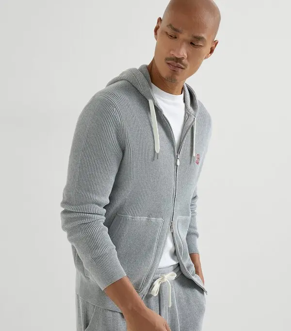 Brunello Cucinelli Cotton Ribbed Zip-up Hoodie