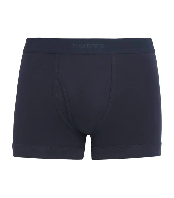 TOM FORD Stretch-cotton Logo Boxers - Navy