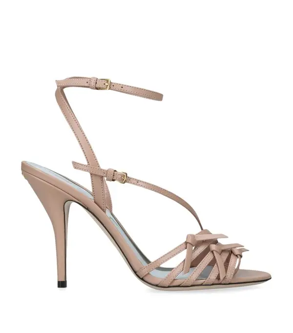 Valentino Garavani Leather Nodine Heeled Sandals 100 - Nude