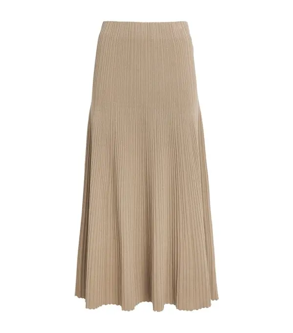 Agnona Cotton-silk Midi Skirt - Brown