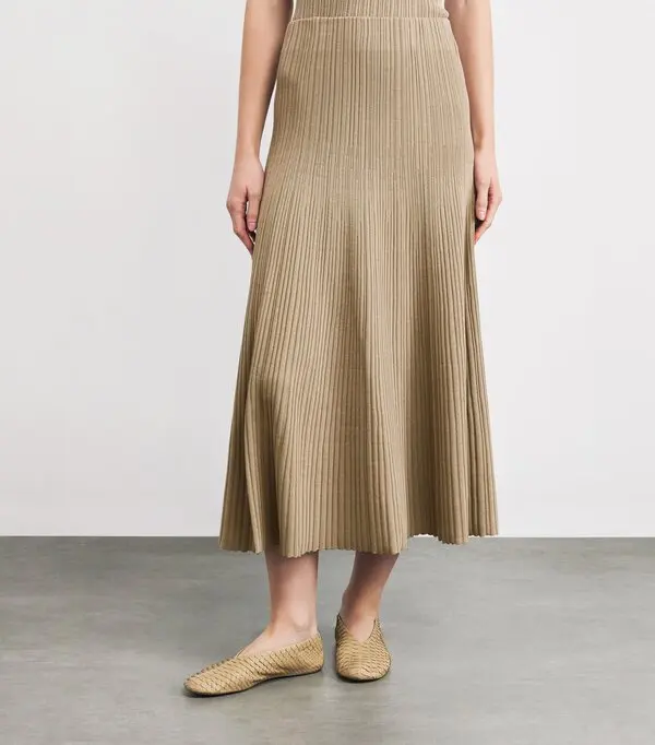 Agnona Cotton-silk Ribbed Midi Skirt