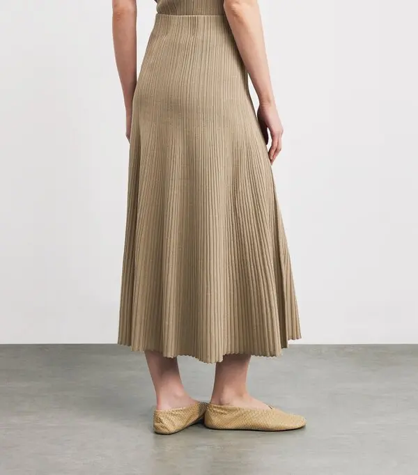 Agnona Cotton-silk Ribbed Midi Skirt