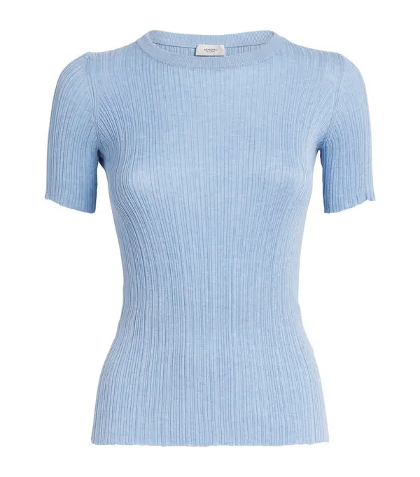 Agnona Cotton-silk Ribbed Top - Blue