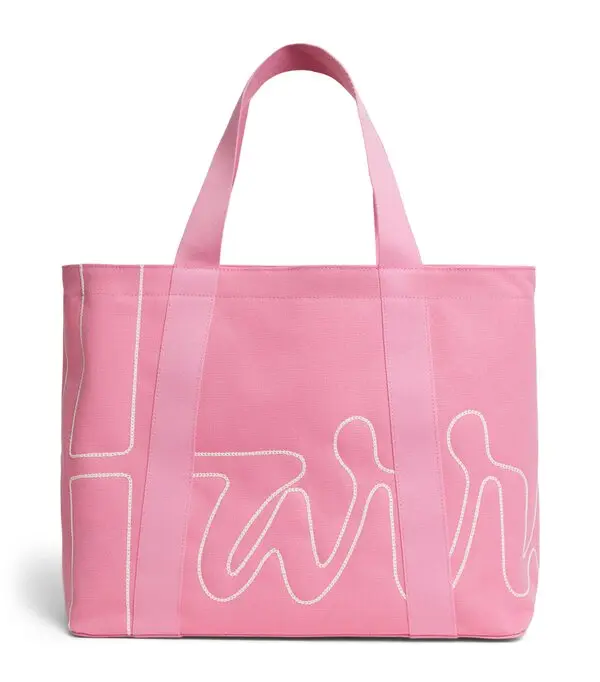 Harrods Medium Cotton Logo Tote Bag - Pink