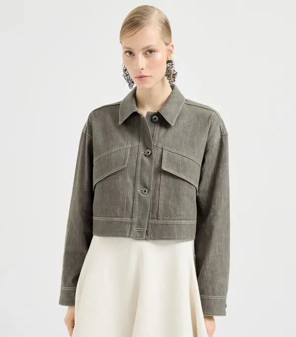Brunello Cucinelli Cotton Twill Denim-effect Jacket - Green