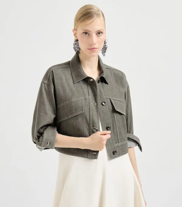 Brunello Cucinelli Cotton Twill Denim-effect Jacket - Green