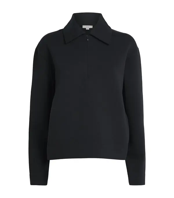 Vince Cotton-blend Half-zip Sweater - Black