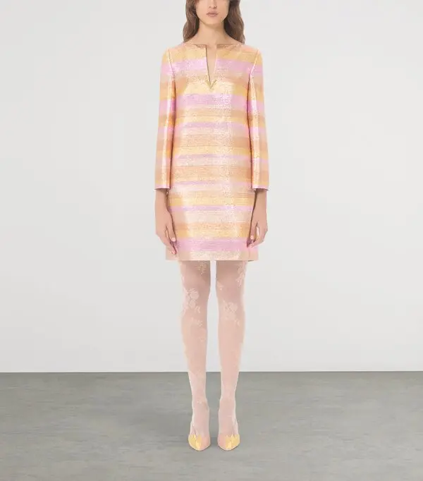 Valentino Garavani Metallic Stripe Mini Dress
