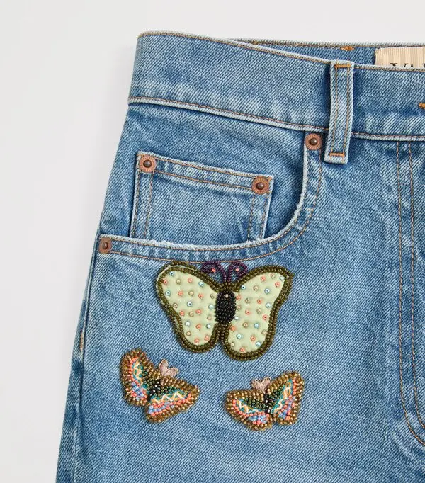 Valentino Garavani Butterfly Embroidered Jeans