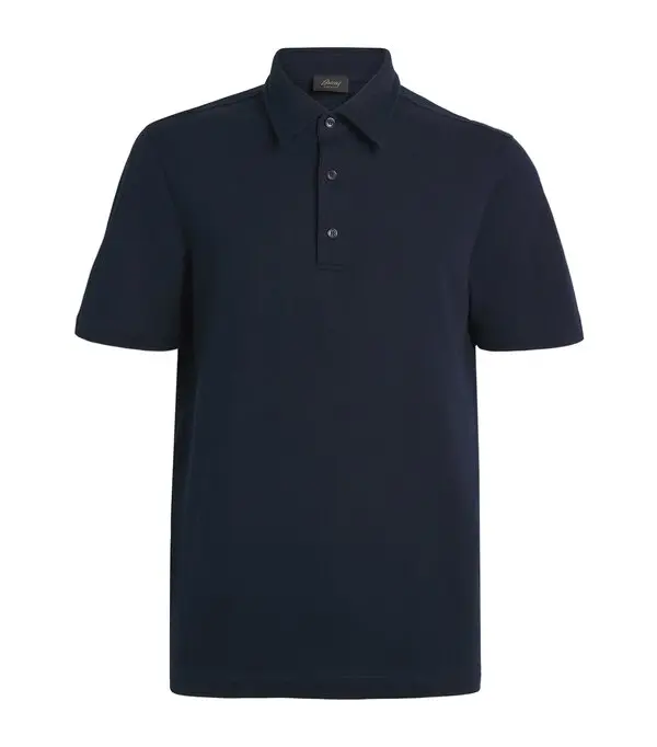 Brioni Cotton-silk Polo Shirt - Blue