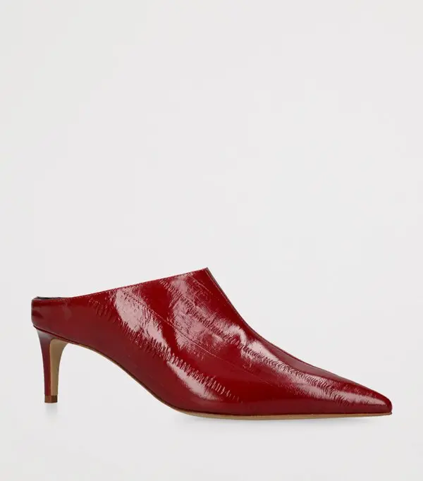 Le Monde Beryl Patent Leather Lou Heeled Mules - Red