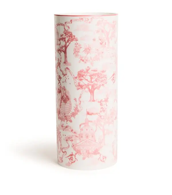 Harrods Fine Bone China Toile Vase - Pink