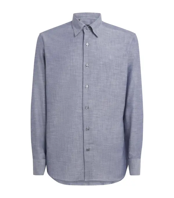 Brioni Cotton Point Collar Shirt - Blue