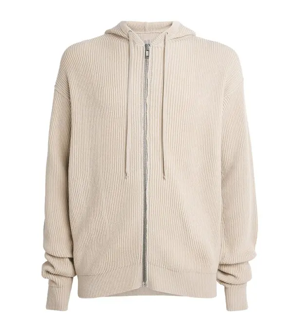 Rick Owens Wool Ribbed Zip-up Hoodie