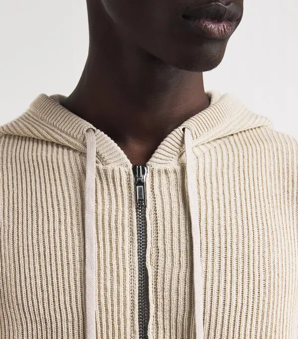 Rick Owens Wool Ribbed Zip-up Hoodie