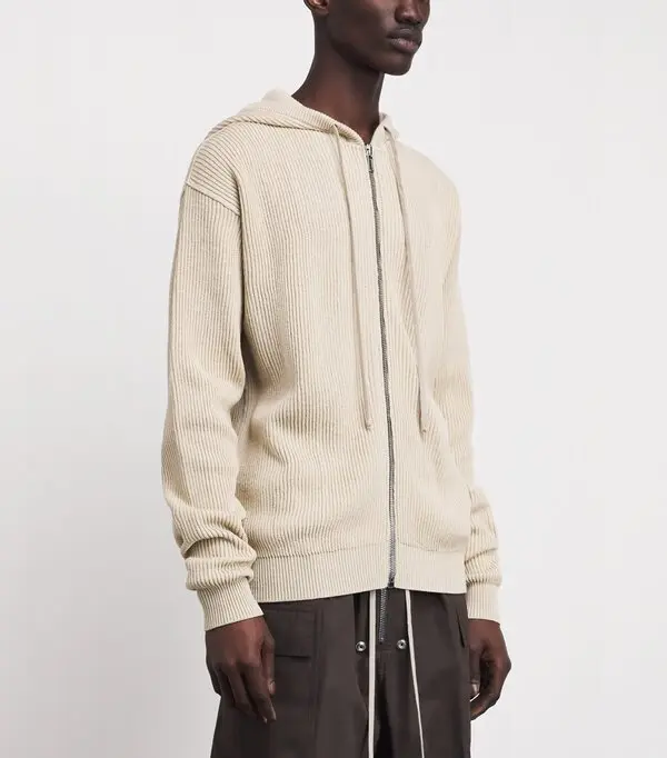 Rick Owens Wool Ribbed Zip-up Hoodie