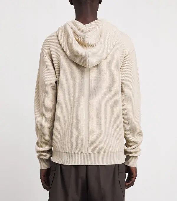 Rick Owens Wool Ribbed Zip-up Hoodie