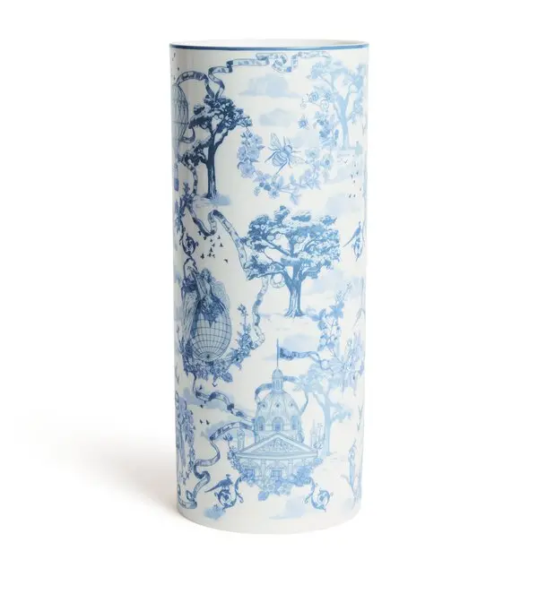 Harrods Fine Bone China Toile Vase - Blue
