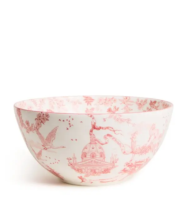 Harrods Fine Bone China Toile Bowl - Pink