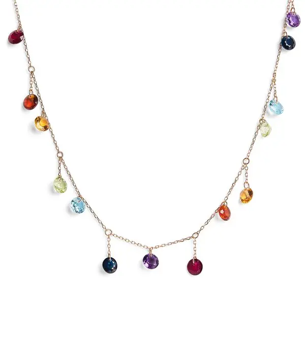 PERSEE Yellow And Multicoloured Gemstone Fourteen Chakra Necklace - Gold