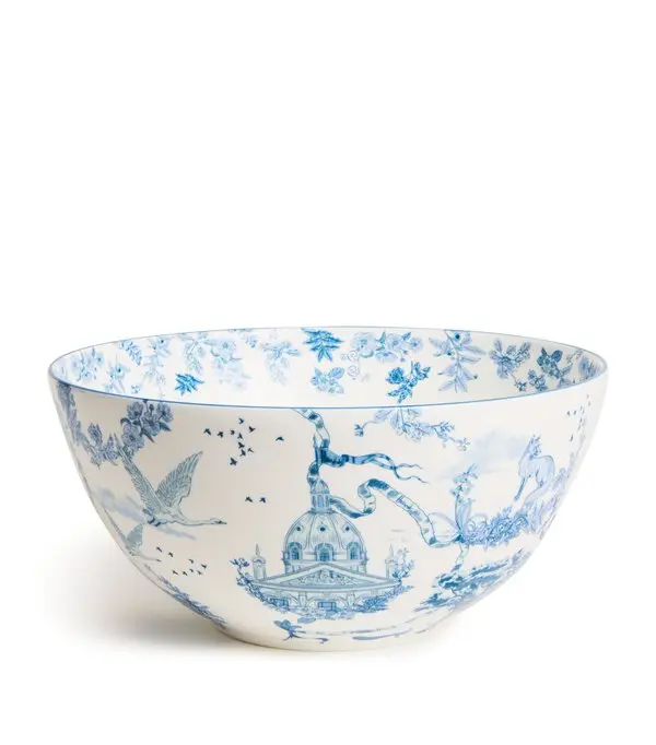 Harrods Fine Bone China Toile Bowl - Blue