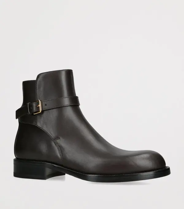 THE ROW Nobilis Leather Ankle Boots - Brown