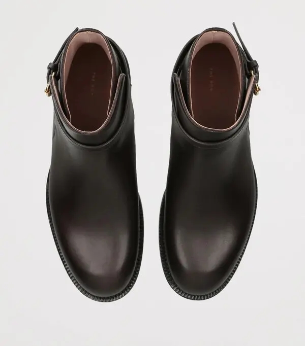 THE ROW Nobilis Leather Ankle Boots - Brown