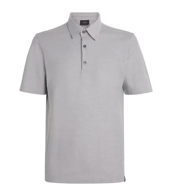 Brioni Cotton Piqué Polo Shirt - Blue