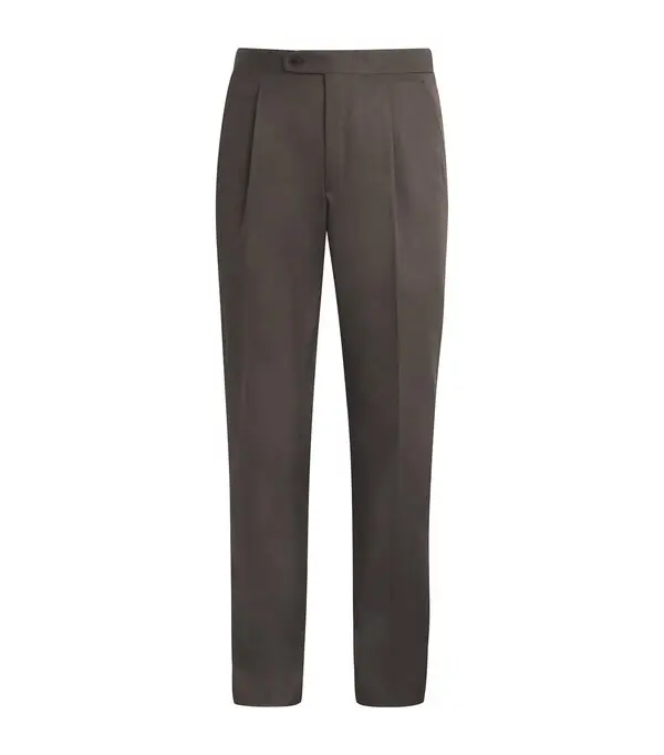 Brioni Cotton Pleated Trousers - Green