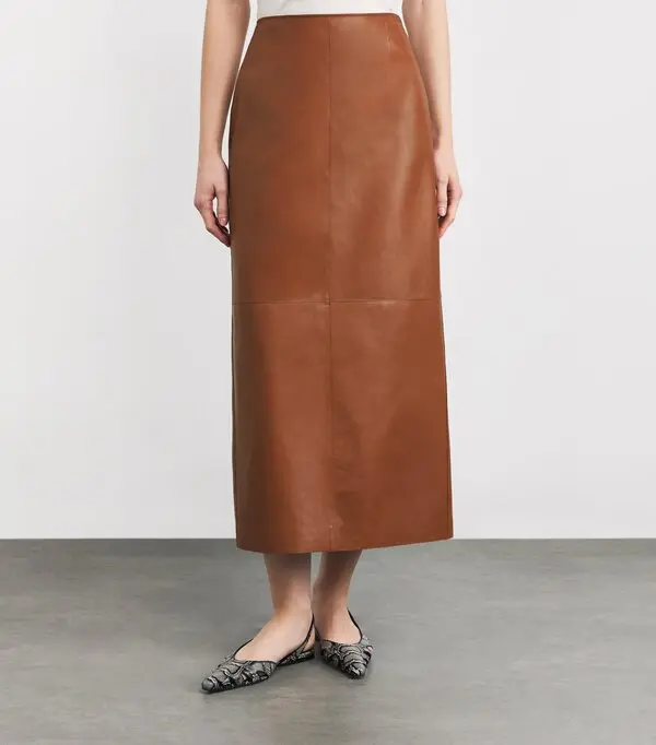Lafayette 148 New York Lambskin Midi Skirt