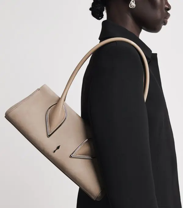 CHRISTIAN LOUBOUTIN Venus Leather Baguette Shoulder Bag - Beige