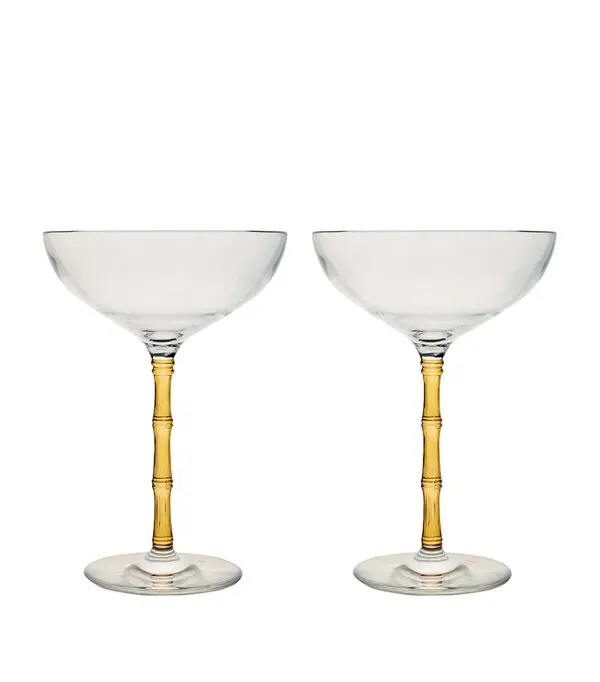 La DoubleJ Set Of 2 Bamboo Coupe Glasses - Yellow
